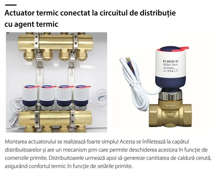 Actuator termic normal închis BeOk RZ-BV230-NC - 1smart.ro
